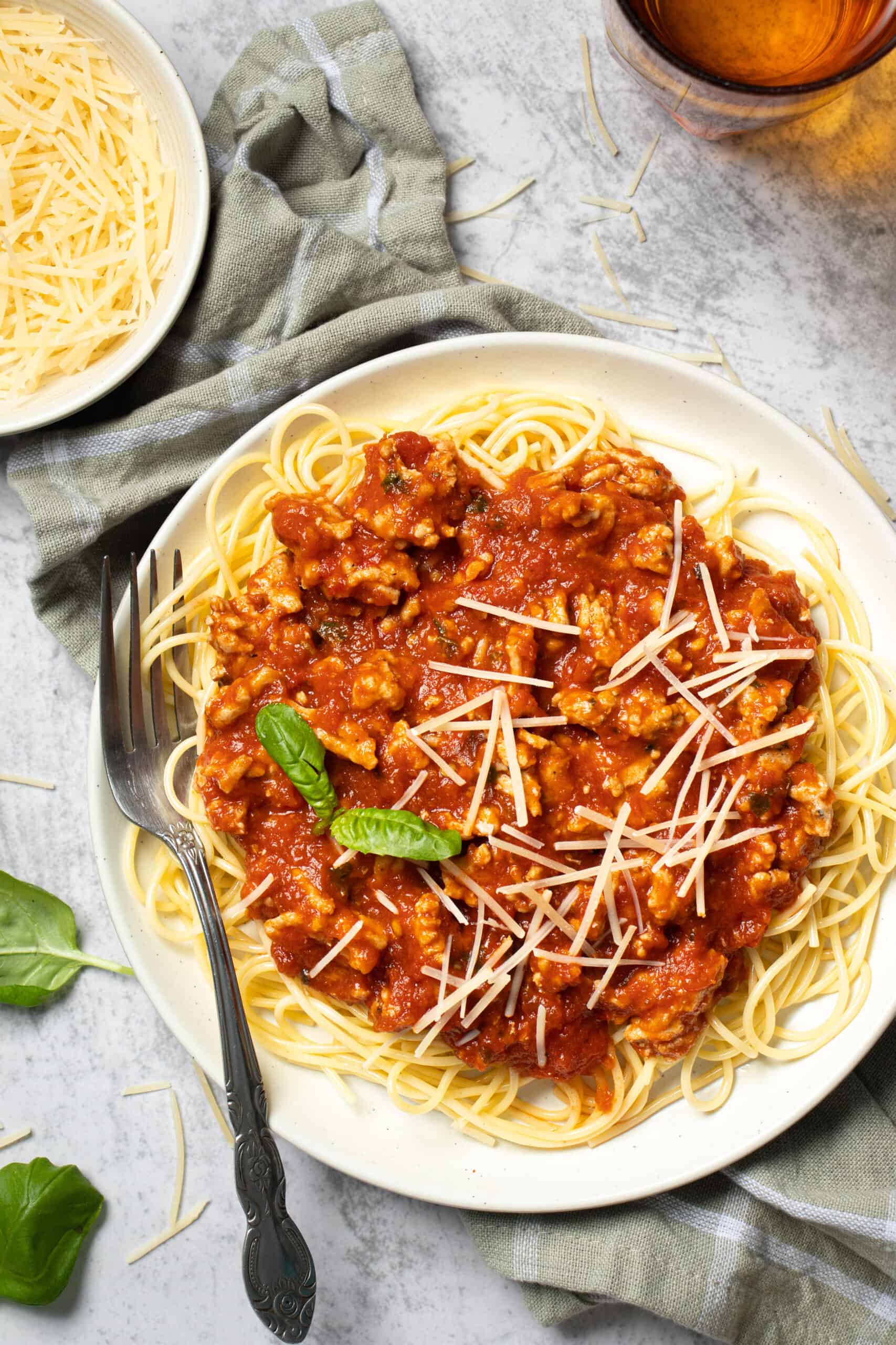 Easy Ground Chicken Spaghetti Recipe with Red Sauce - Wooed By The Food